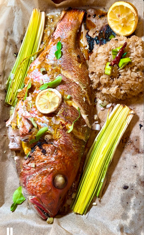 Thai Grilled Snapper with Jim Jeaw-Seasoned Fried Sticky Rice – Thai ...